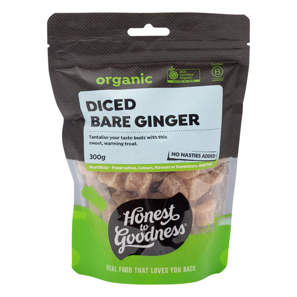 Honest to Goodness Diced Bare Ginger 300g – Unique Wholefood