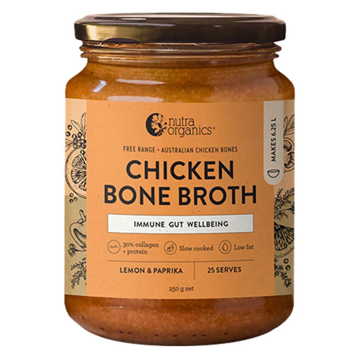 Nutra Organics Chicken Bone Broth Concentrate Lemon & Paprika 250g ...