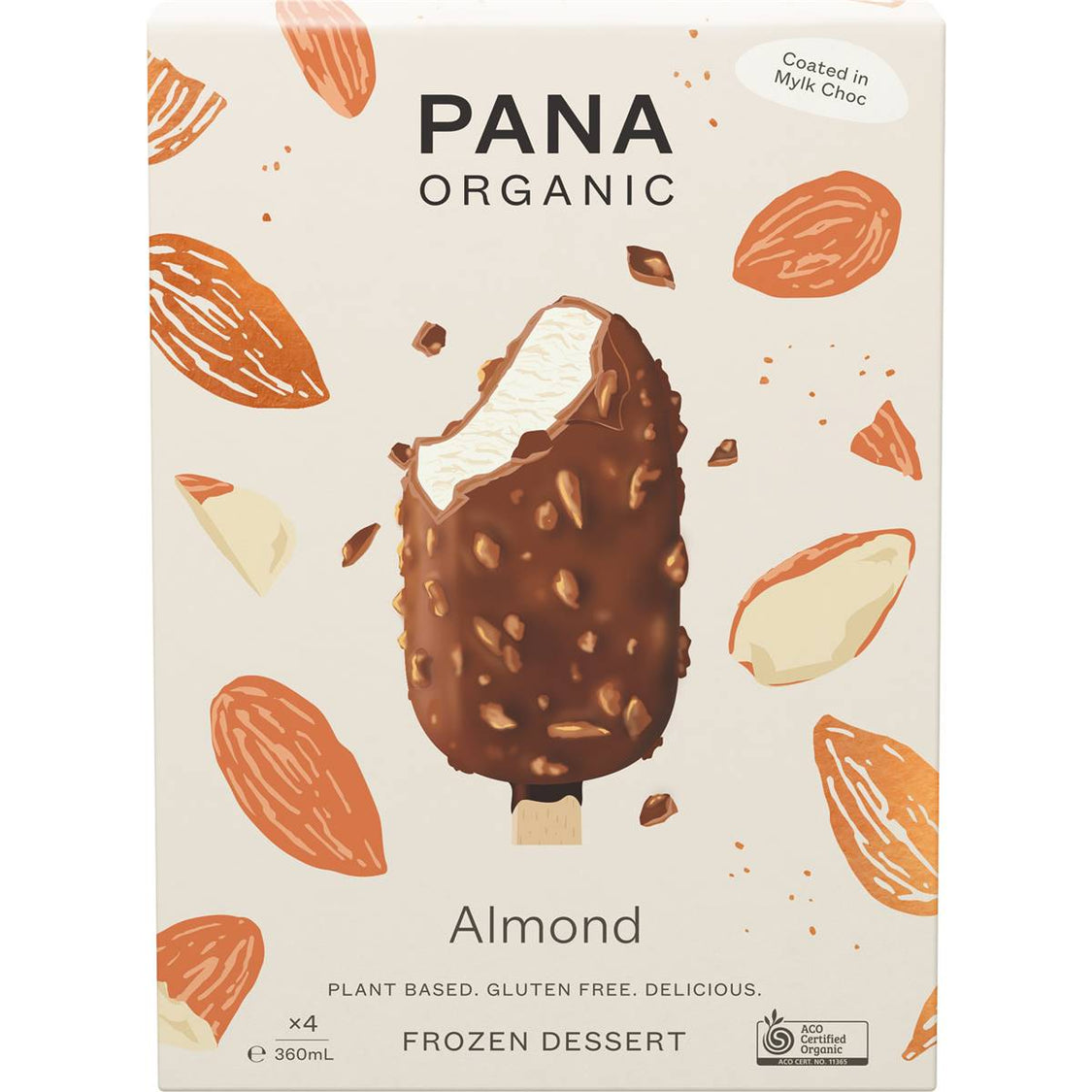 Pana Organic Ice Cream Almond Stick 4x80ml – Unique Wholefood